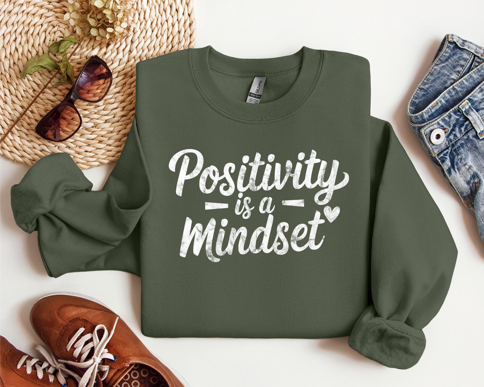 Happiness is A Mood Positivity is A Mindset Sweatshirt With Wrist ...