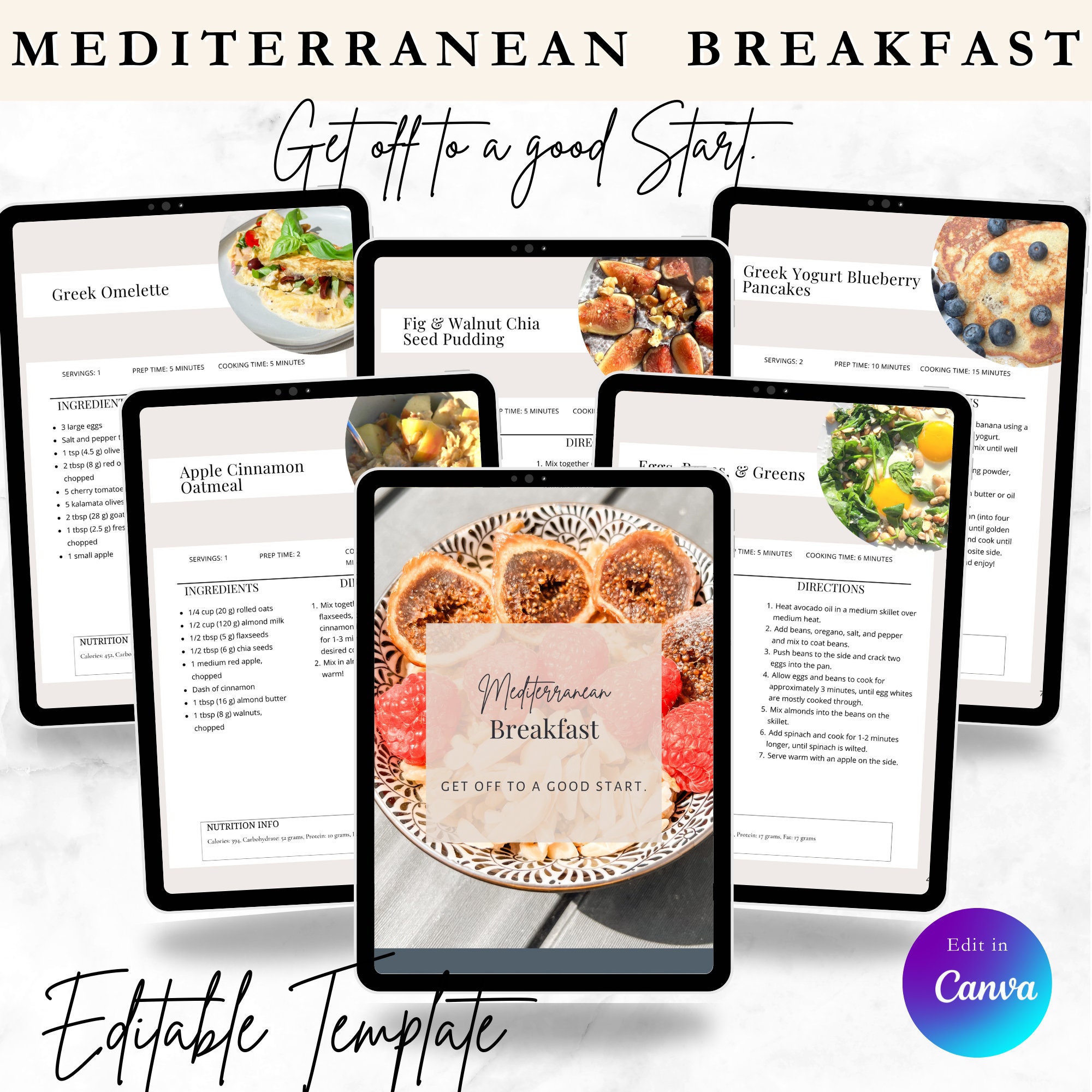 Mediterranean Meal Plan Bundle, Mediterranean Diet Food Guide, Health ...