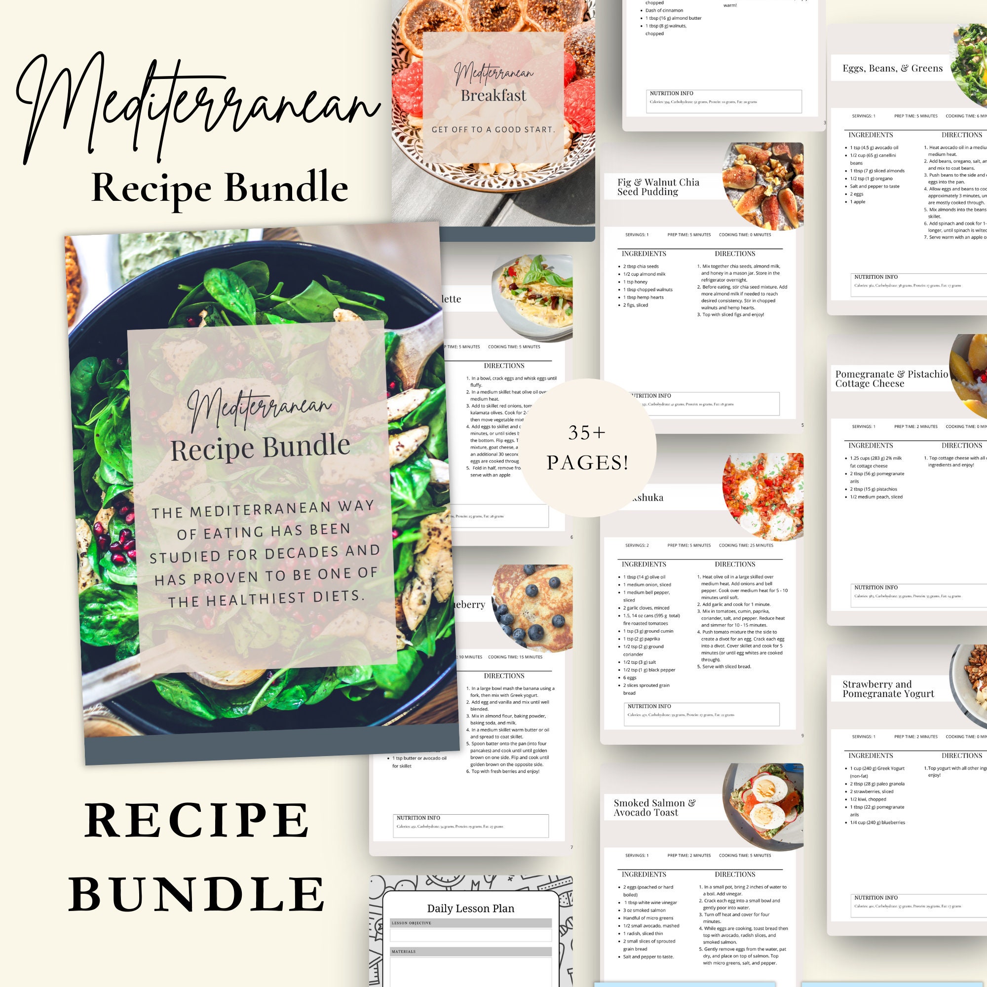 Mediterranean Meal Plan Bundle, Mediterranean Diet Food Guide, Health ...