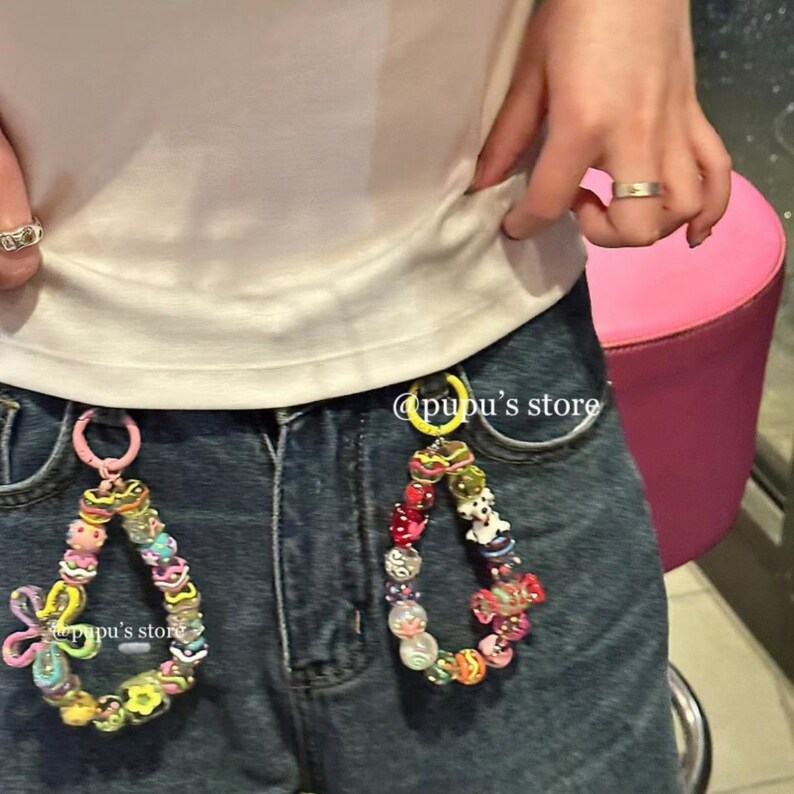 Colorful Hand-painted Beaded Flowers Phone Charm / Phone Strap / Phone ...