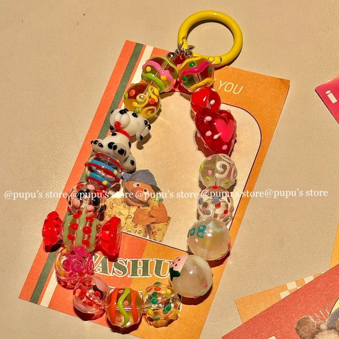 Colorful Hand-painted Beaded Flowers Phone Charm / Phone Strap / Phone ...