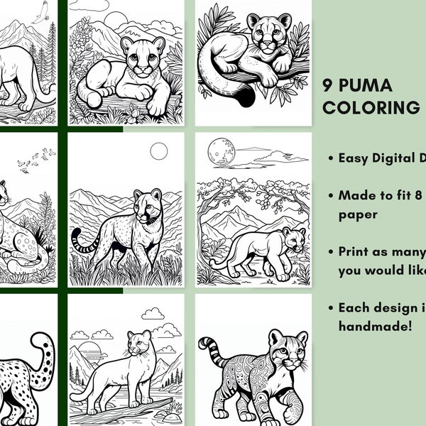 Puma Coloring Page - Etsy UK