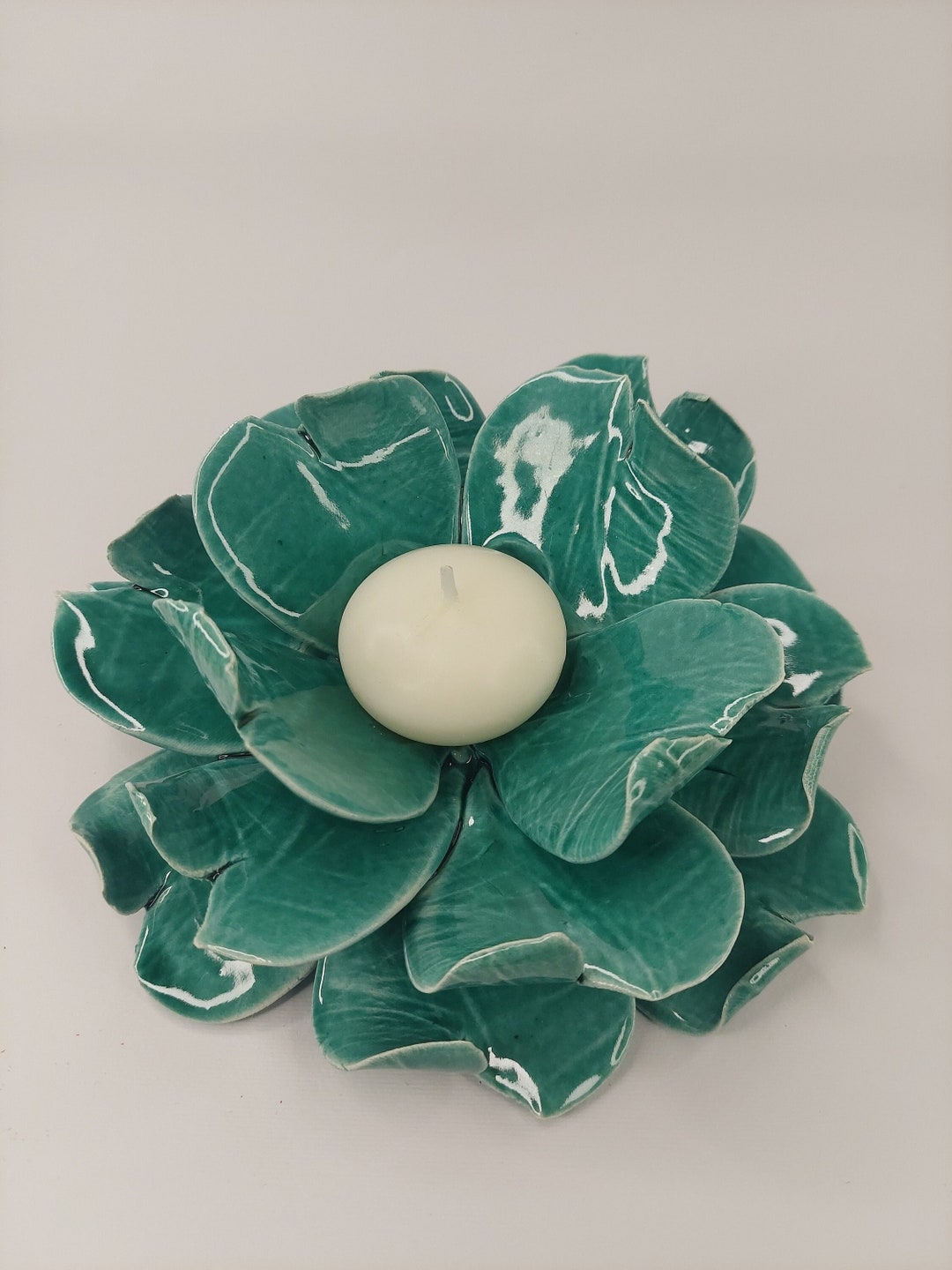 Handmade Ceramic Candle Holder Flower Candle Home Decor Tabletop Decor ...