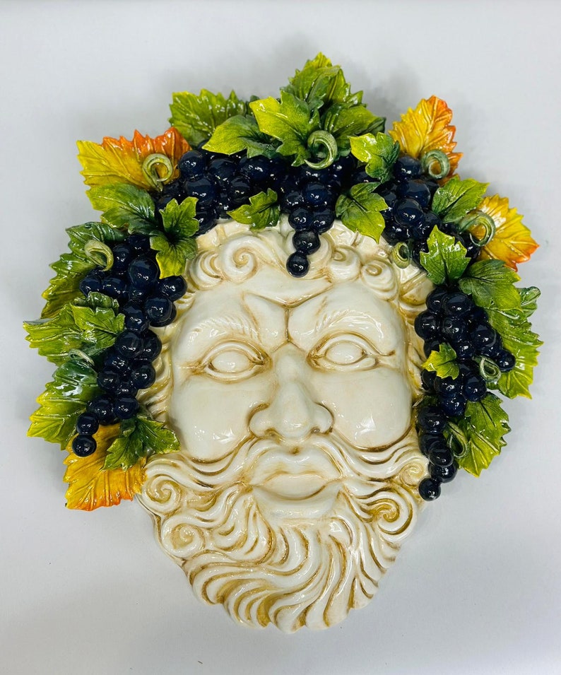 Face of Bacchus Handmade Ceramic Wall Decoration Unique Gift Made in ...