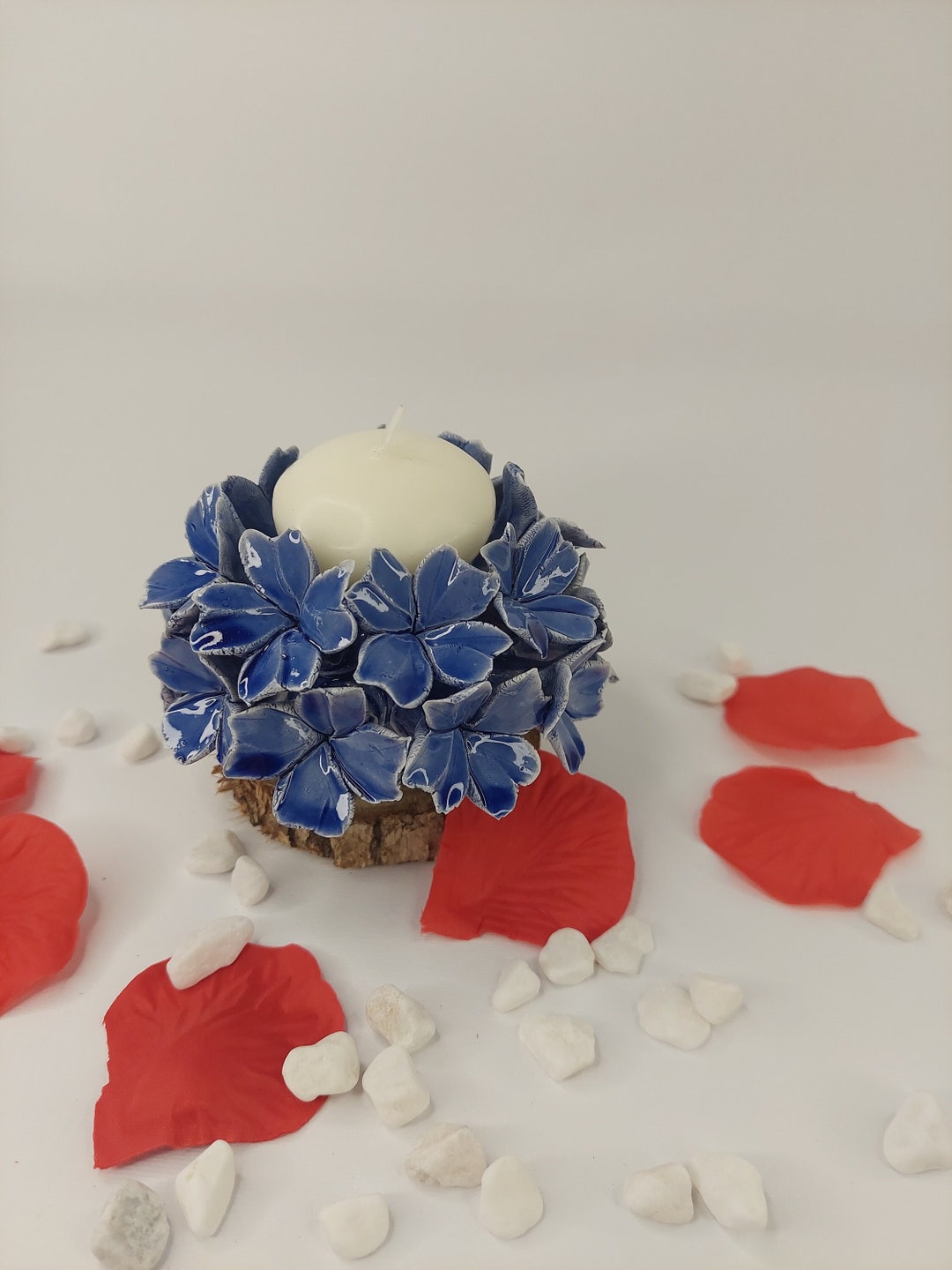 Hydrangea, Handmade Ceramic Candle Holder floral Theme Home Decoration ...