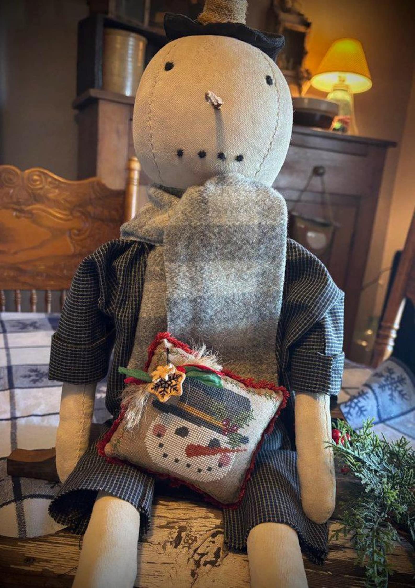 Snowman Square Pin Keep Pattern - Primitive - Pdf/download - Christmas ...