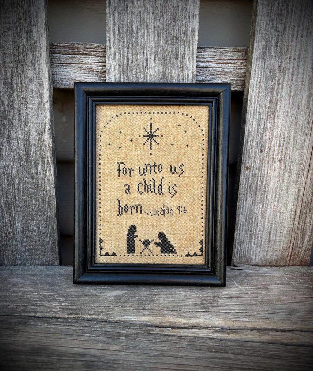 A Child is Born Sampler Pattern - Primitive - Pdf/download - Nativity ...