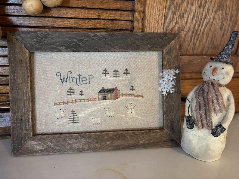 Winter --- Paper --- Mailed --- Cross Stitch --- Pattern --- Primitive ...