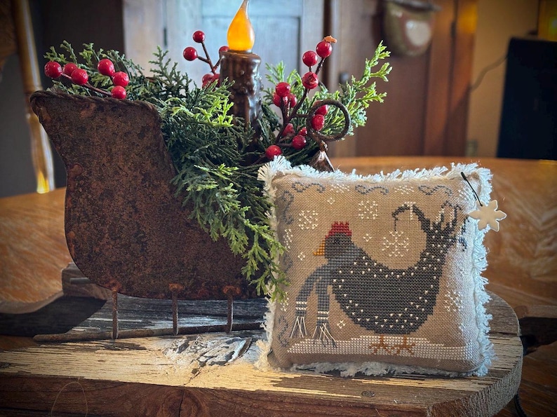 Winter Chicken Pin Keep Pattern - Primitive - Pdf/download - Christmas ...