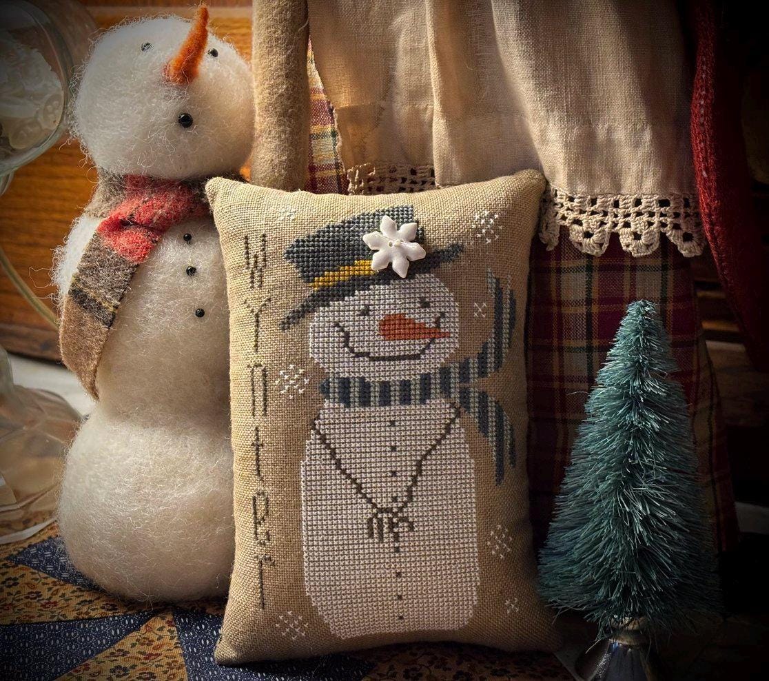 Wynter Snowman Pin Keep Pattern - Primitive - Pdf/download - Snowflake ...