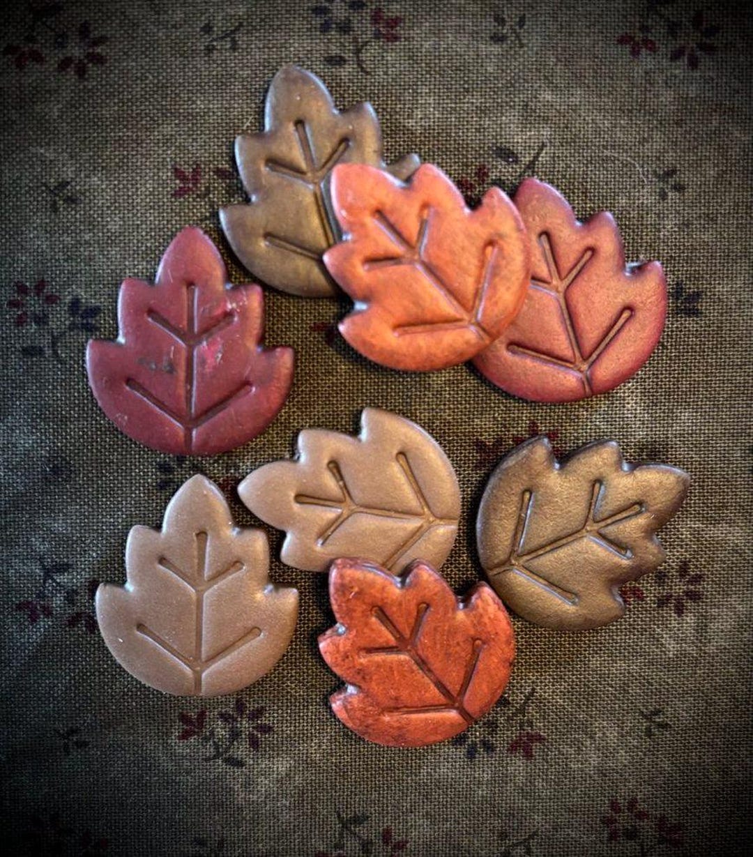 Leaf Button ~ Polymer Clay ~ Primitive ~ Embellishment ~ Handmade ...
