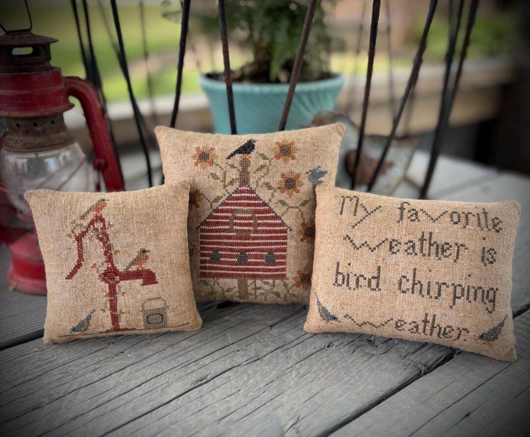 Bird Chirping Weather Trio -- Primitive -- PAPER - Mailed - Counted ...