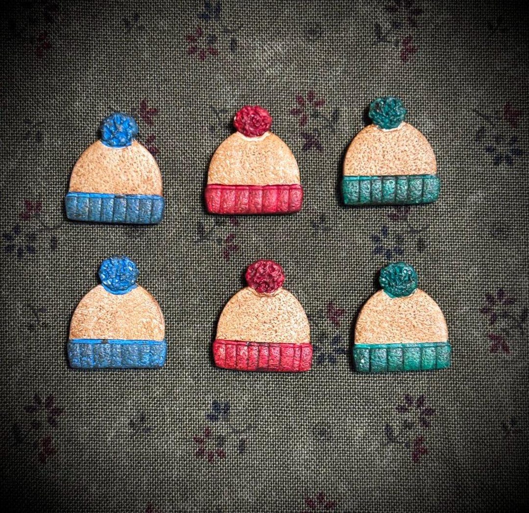 RED Stocking Hat Button ~ Polymer Clay ~ Primitive ~ Embellishment ...