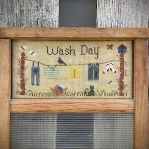 Wash Day *** Primitive *** PAPER *** Mailed *** Cross Stitch ...