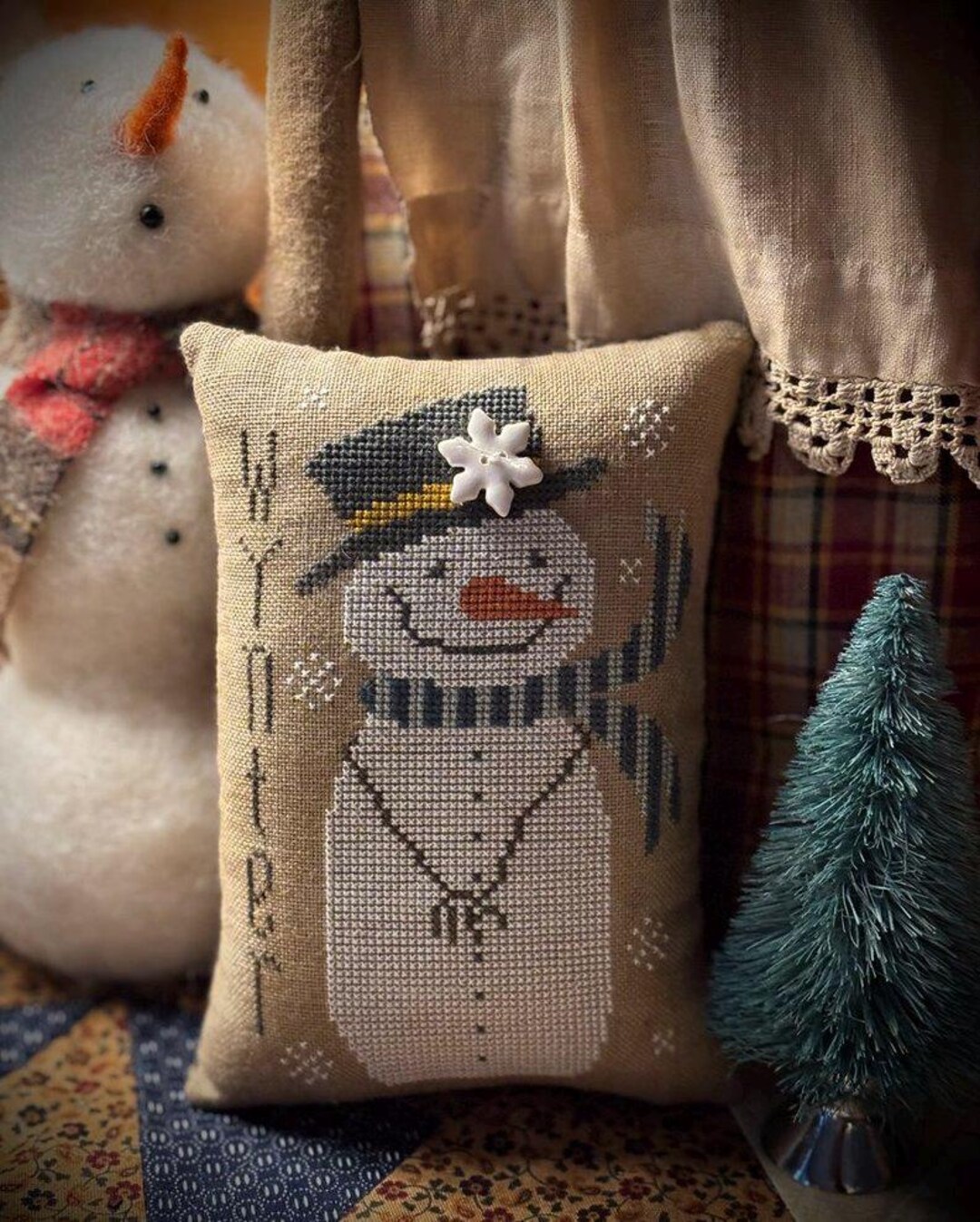 Wynter Snowman Pin Keep Pattern - Primitive - Paper/mailed - Snowflake ...