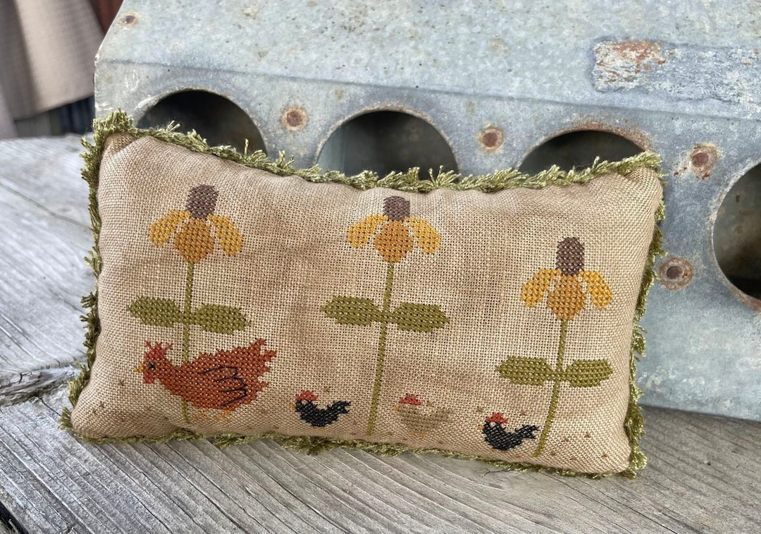 Flower Chicks *** Primitive Pattern *** Mailed PAPER Chart *** Cross ...