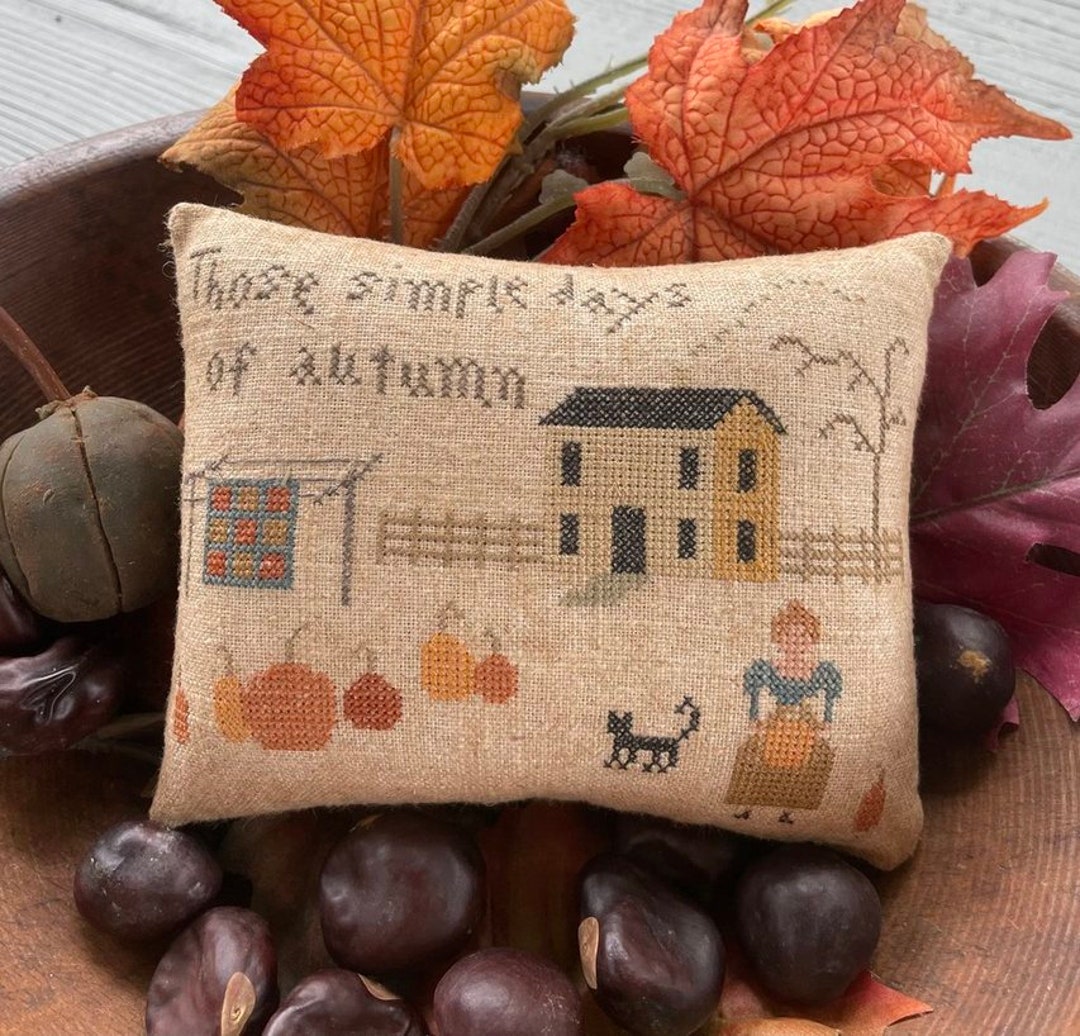 Days of Autumn Pin Keep --- Primitive --- Pdf/download --- Cross Stitch ...