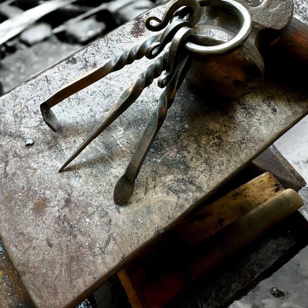 Hand-forged Steel Pipe Tamper Tools Set - Artisan Blacksmith Crafted ...