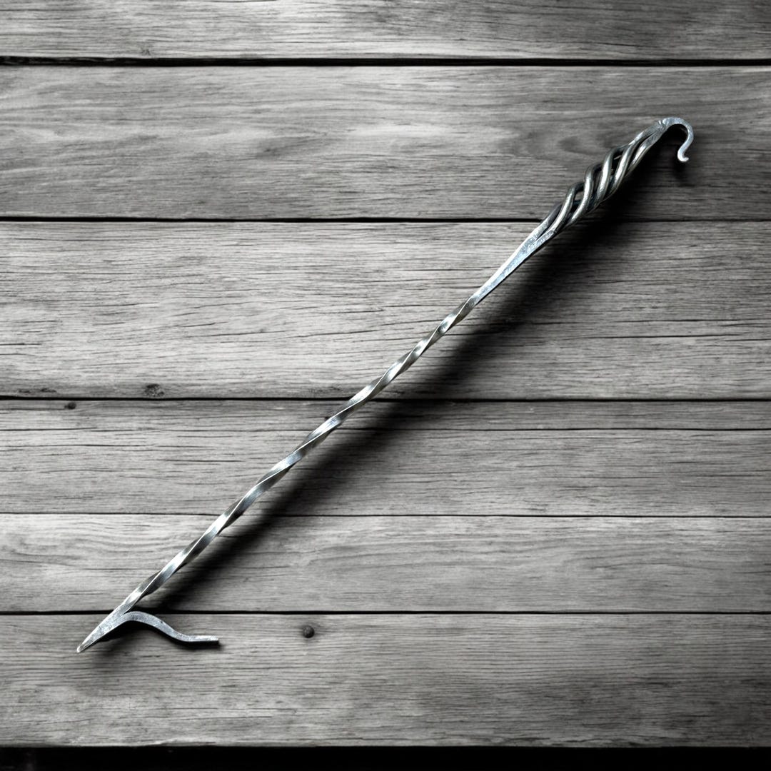Hand Forged Iron Fire Poker With Unique Basket Weave Handle and Turkey ...