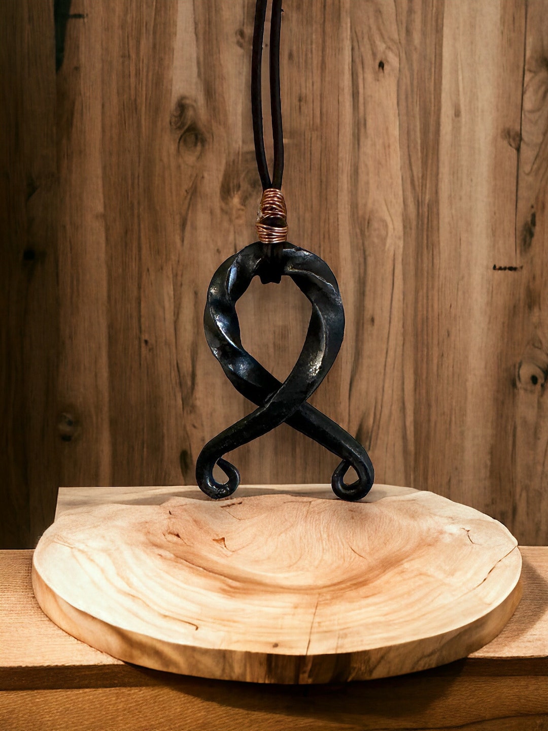 Blacksmith Forged Troll Cross Necklace on Leather Cord With Copper Wire ...