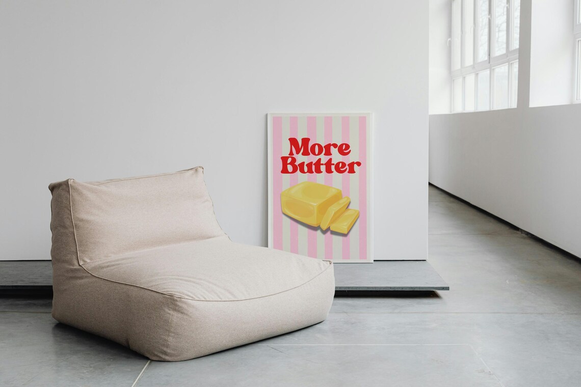 More Butter Poster, Foodie Poster, Butter Print, Kitchen Wall Decor for ...