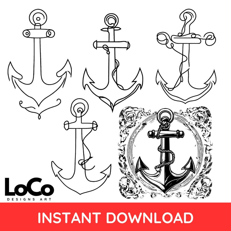 Anchor SVG, Anchor SVG Bundle, Anchor PNG, Anchor Clip Art, Nautical ...