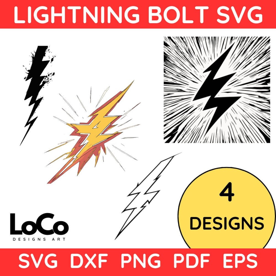Lighting Bolt SVG Bundle, Lightning Bolt Clip Art, Lightning Bolt ...