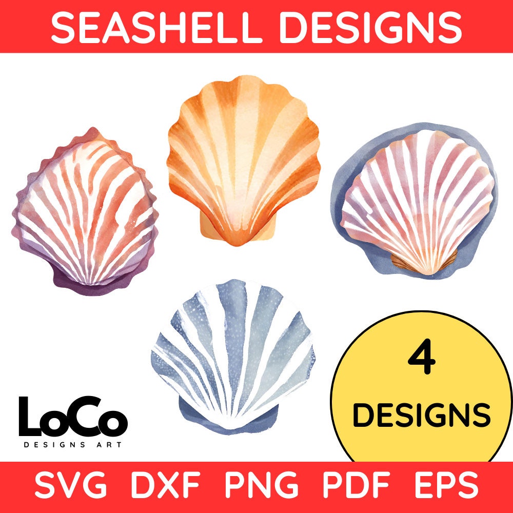 Watercolor Seashell Designs, Seashell SVG, Seashell SVG Bundle ...