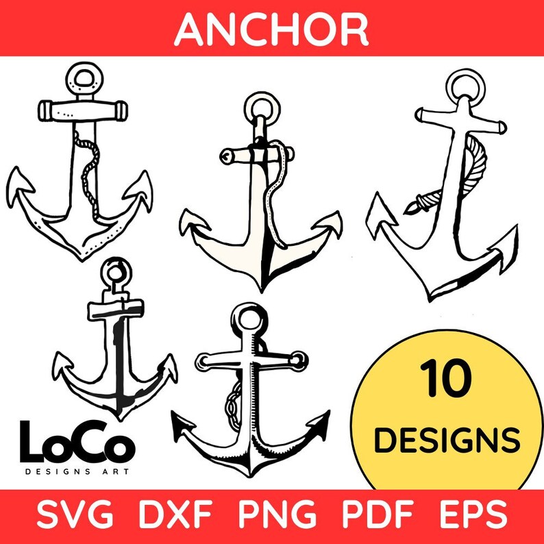 Anchor SVG, Anchor SVG Bundle, Anchor PNG, Anchor Clip Art, Nautical ...