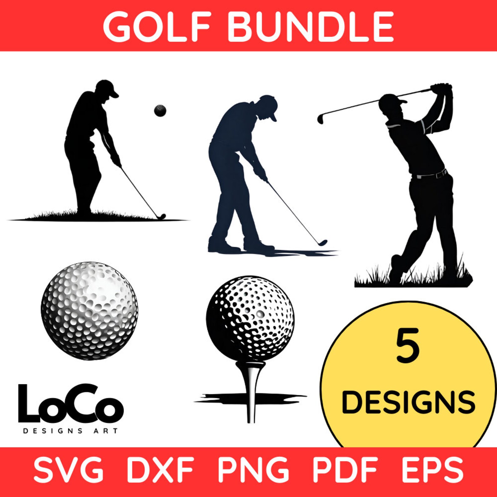 Golf SVG Bundle, Golfer SVG, Golf Ball SVG, Golf Clipart, Cut Files for ...