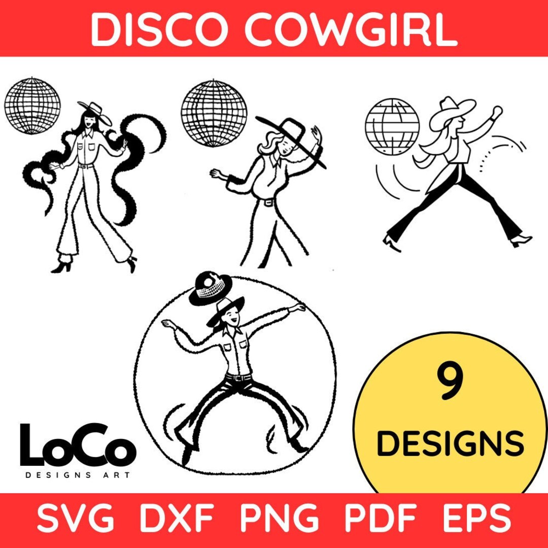 Disco Cowgirl SVG Bundle, Disco Cowgirl Clip Art, Bachelorette SVG ...