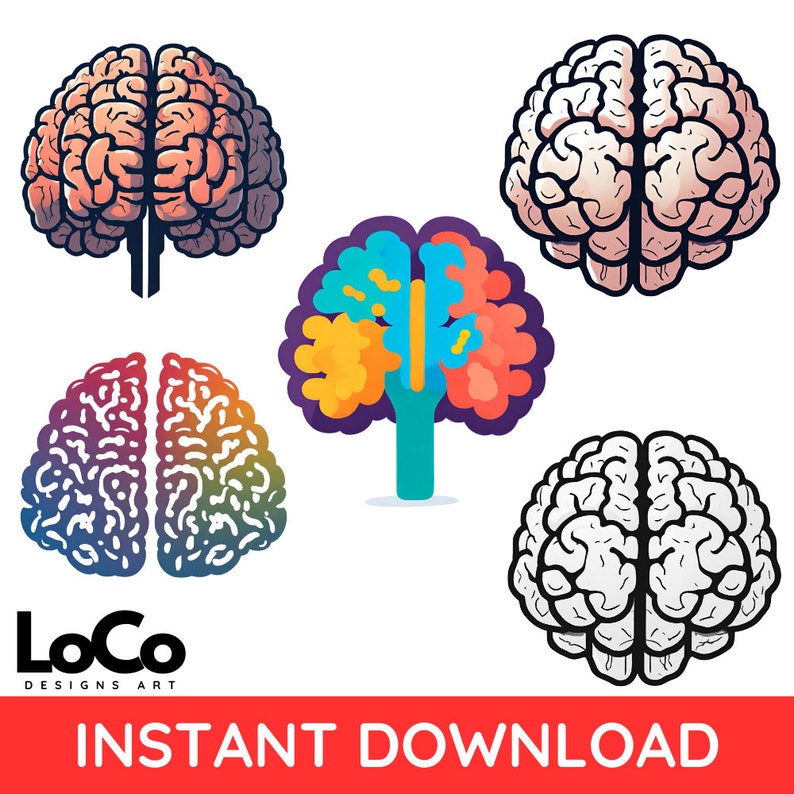 Brain SVG Bundle, Brain SVG, Brain Clip Art, Brain Designs - Instant ...