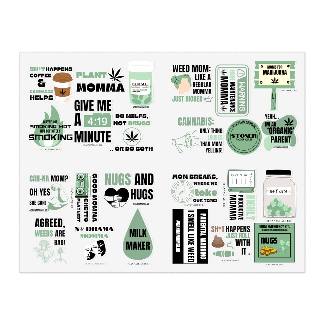 Canna-mom Funny Cute Sticker Sheet Cut It Yourself 24cnt - Etsy