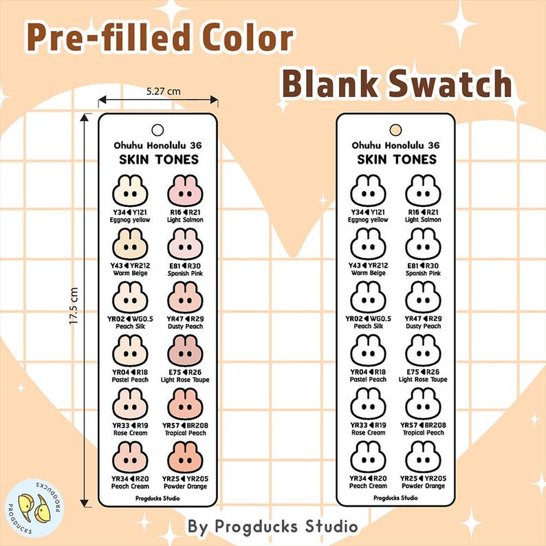 Ohuhu Honolulu 36 Skin Tones Swatch Card | Alcohol Markers Chromatic ...