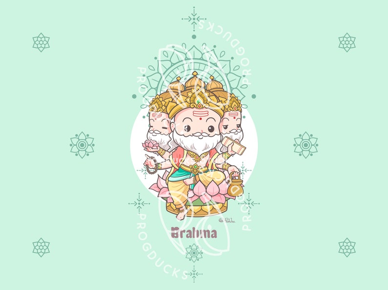 Chibi Brahma Wallpaper | Hindu Gods Phone & Tablet (digital Download ...
