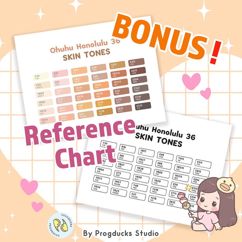 Ohuhu Honolulu 36 Skin Tones Swatch Card | Alcohol Markers Chromatic ...