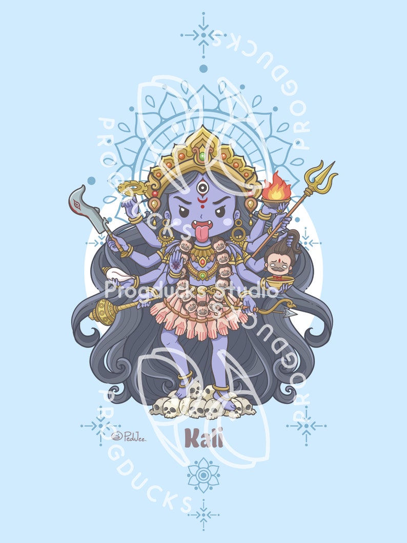 Cute Hindu Goddess Wallpaper | Chibi Kali | Cute Digital Wallpaper | 6 ...