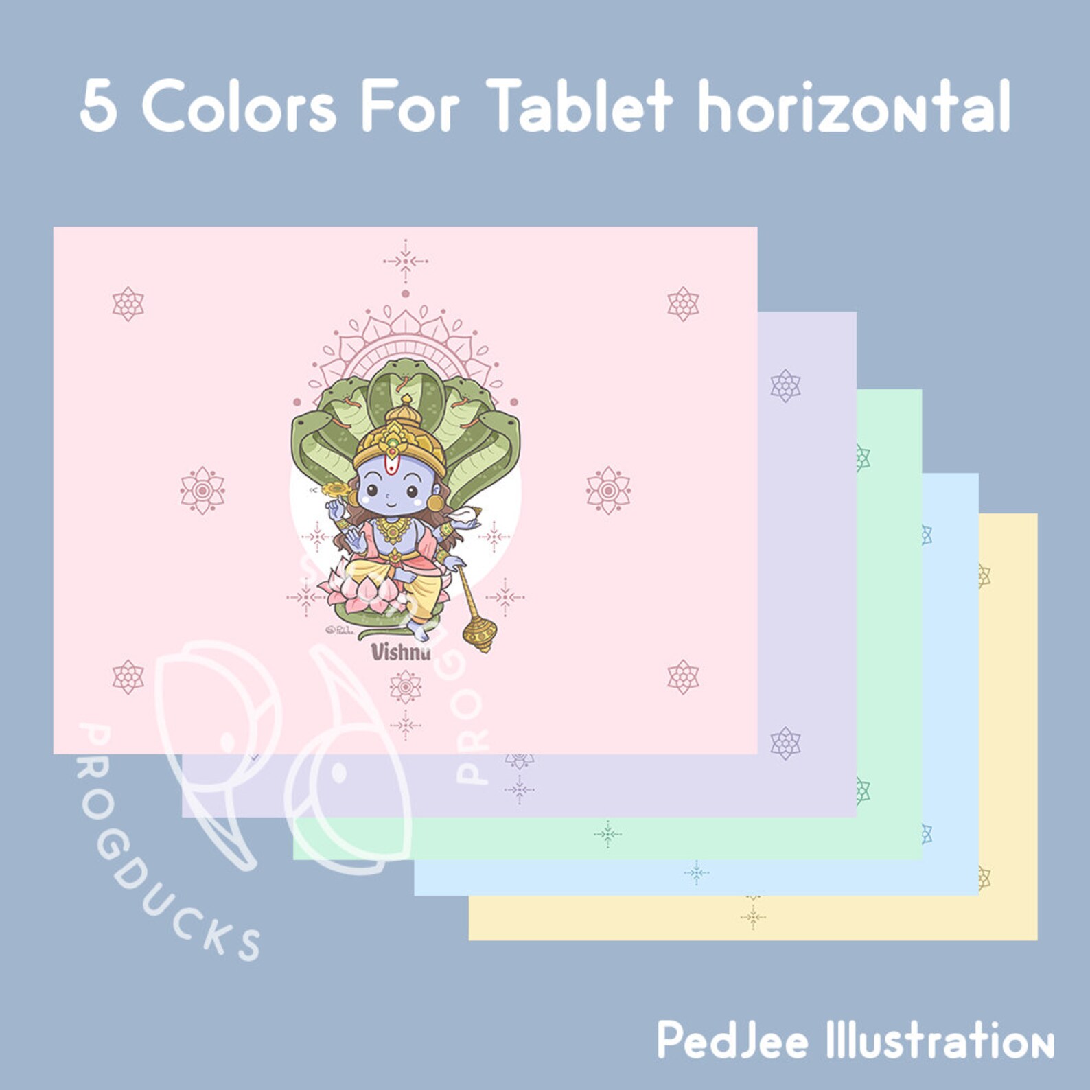 Cute Hindu Gods Wallpaper | Chibi Vishnu | Cute Digital Wallpaper | 5 ...