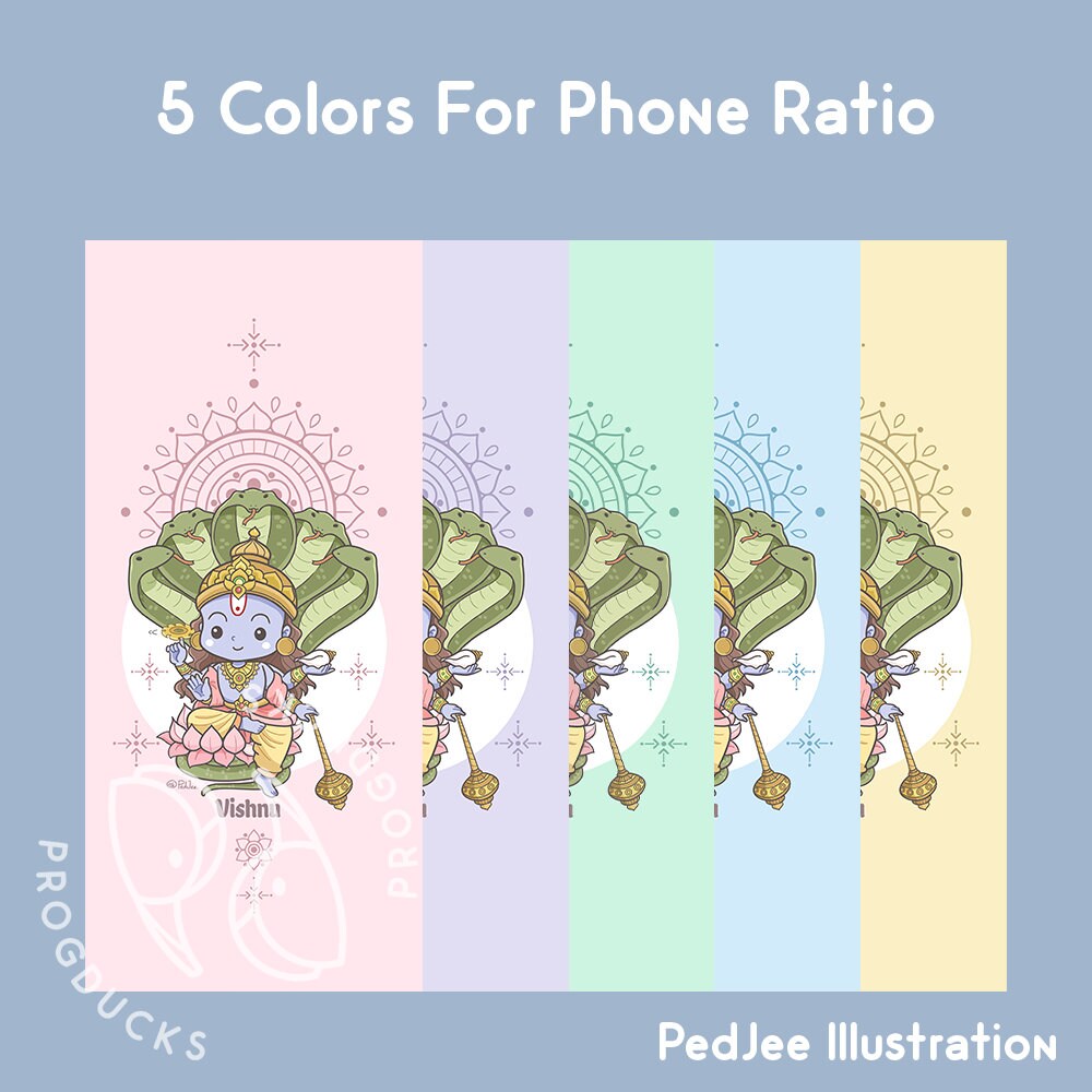 Cute Hindu Gods Wallpaper | Chibi Vishnu | Cute Digital Wallpaper | 5 ...