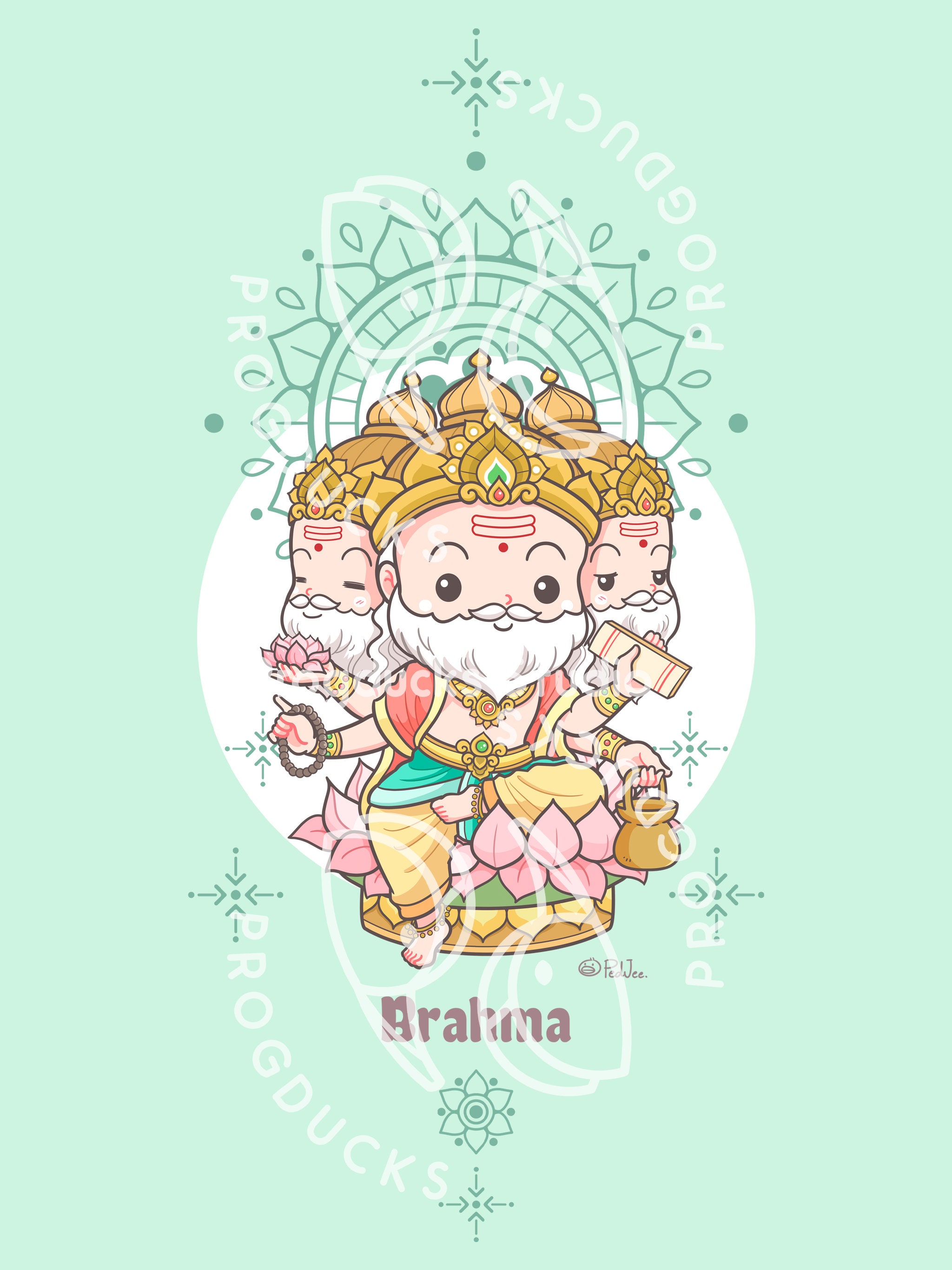 Chibi Brahma Wallpaper | Hindu Gods Phone & Tablet (digital Download ...