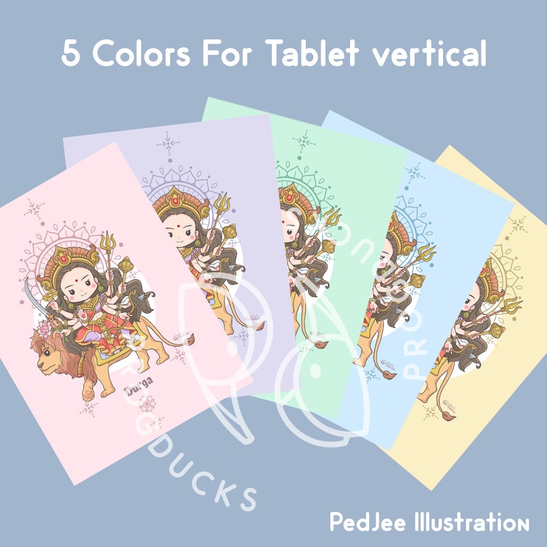 Cute Hindu Goddess Wallpaper | Chibi Durga | Cute Digital Wallpaper | 5 ...