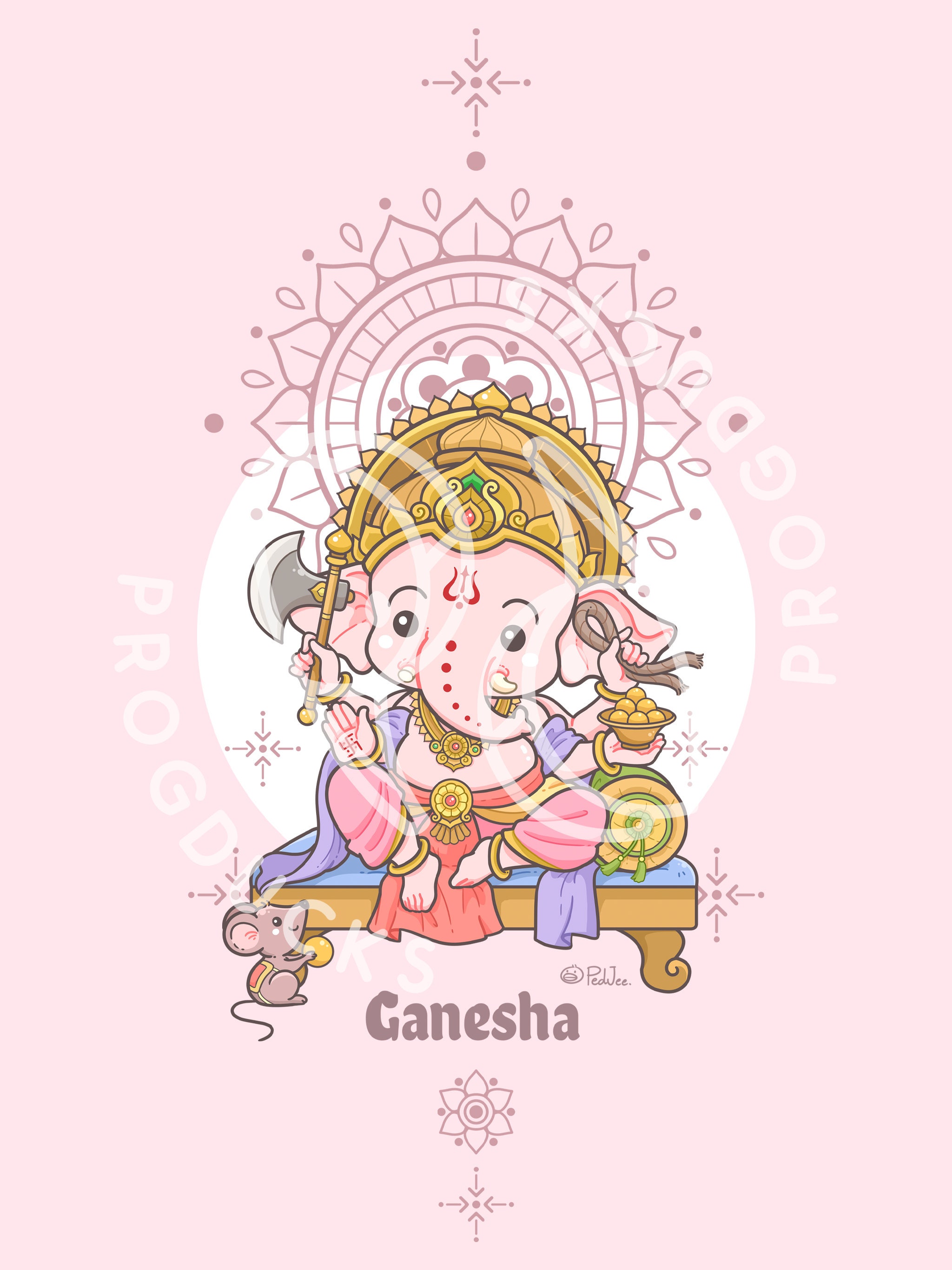 Chibi Ganesha Wallpaper | Hindu God Phone & Tablet Background (digital ...