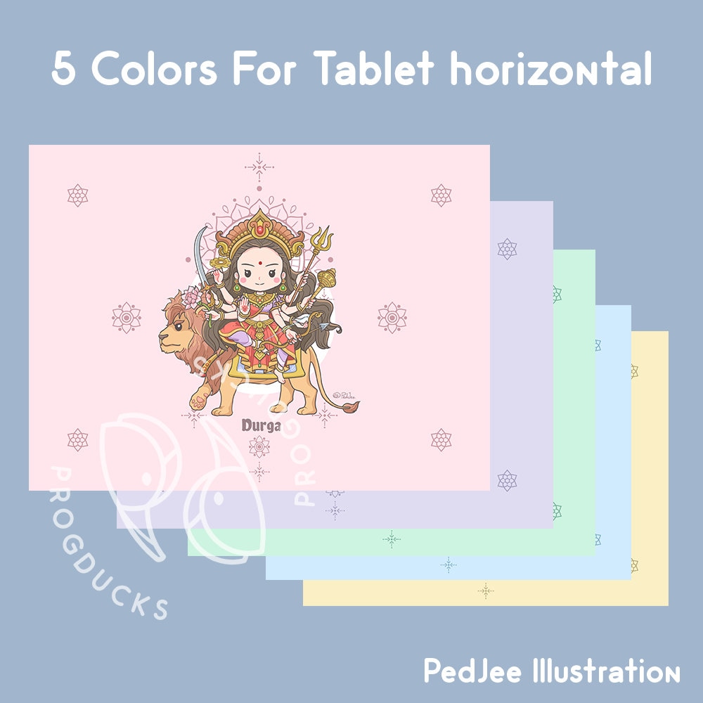Cute Hindu Goddess Wallpaper | Chibi Durga | Cute Digital Wallpaper | 5 ...