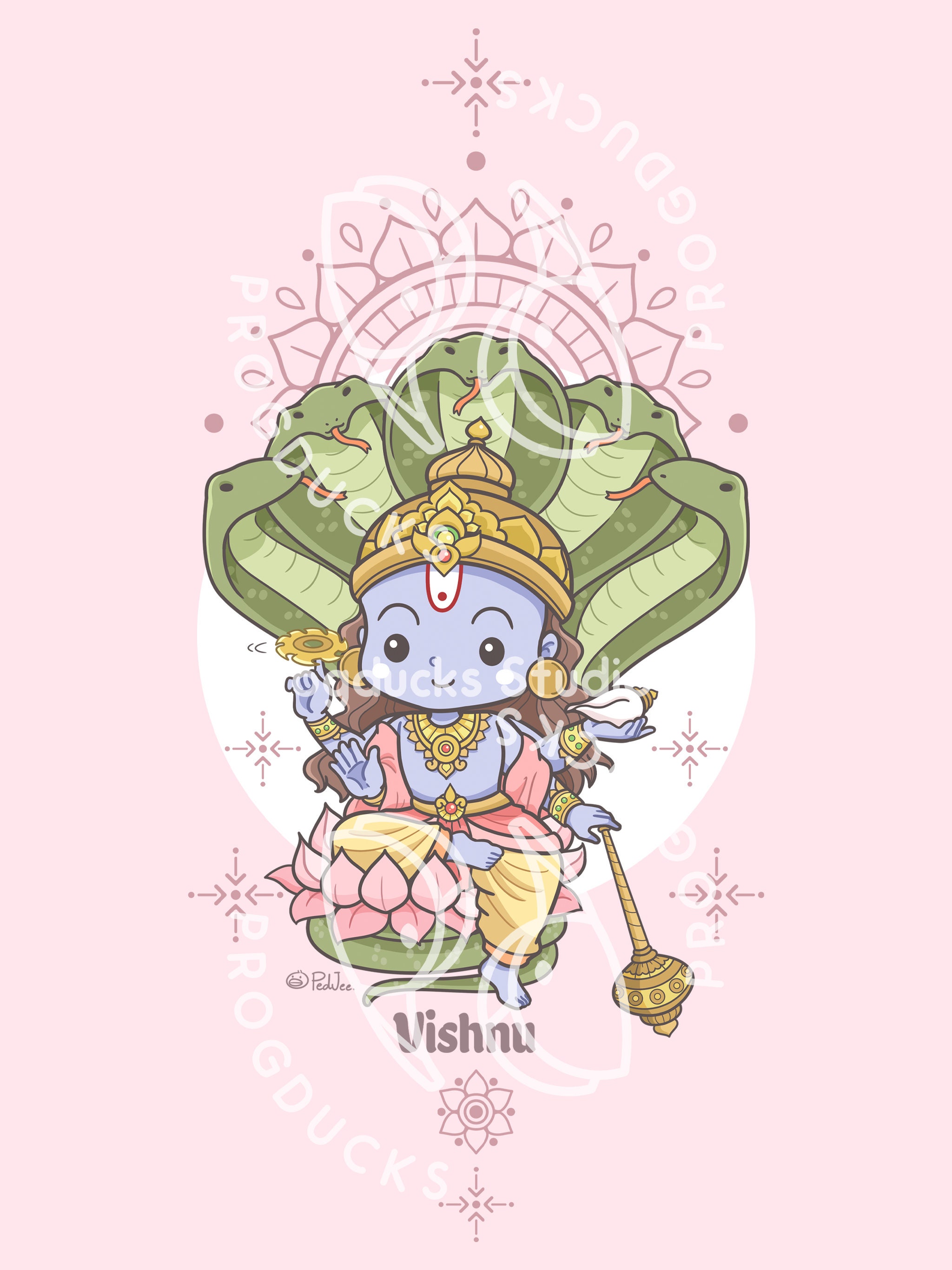 Chibi Vishnu Wallpaper | Pastel Hindu God PNG (digital Download) - Etsy