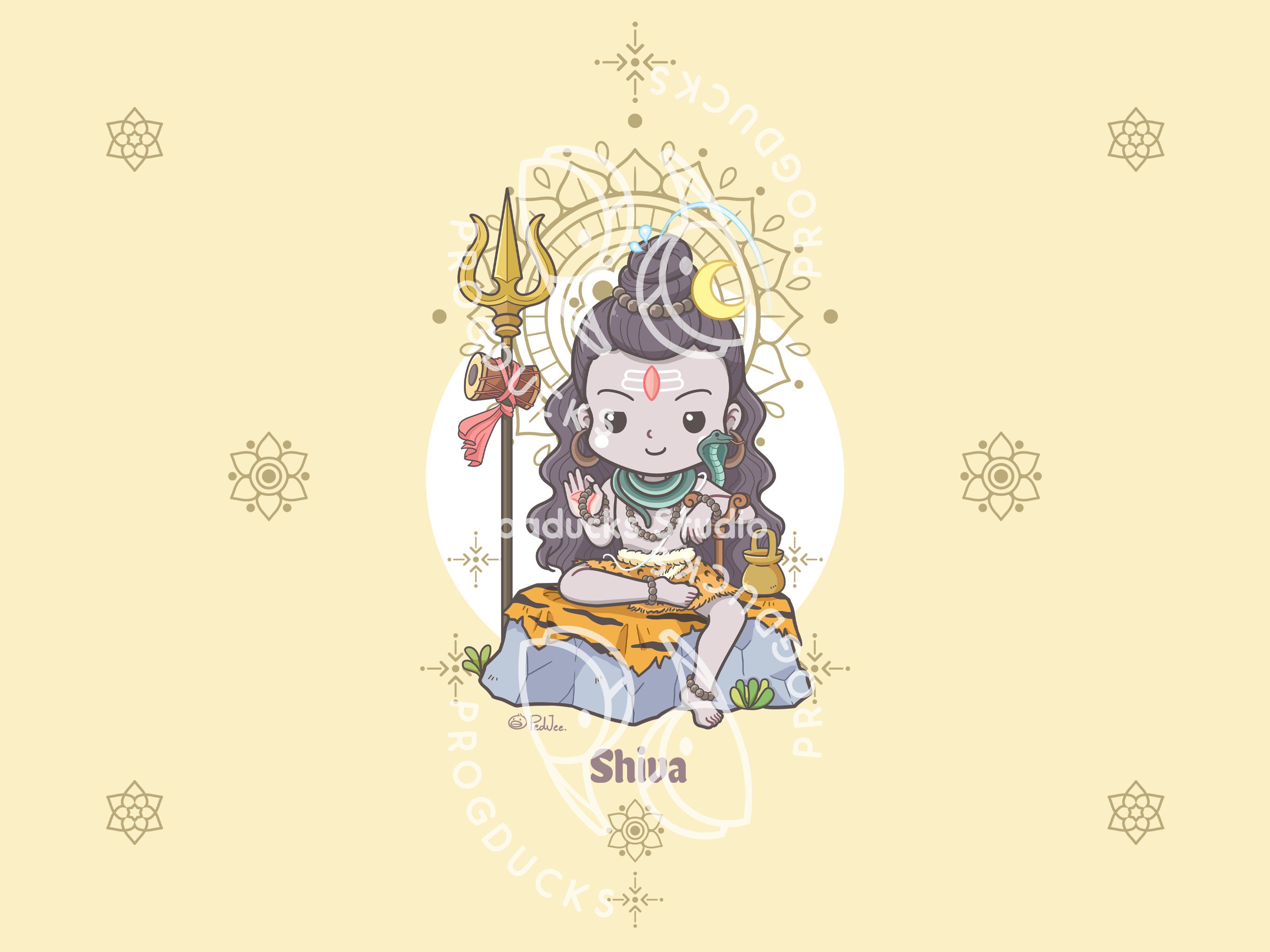 Cute Hindu Gods Wallpaper | Chibi Shiva | Cute Digital Wallpaper | 5 ...