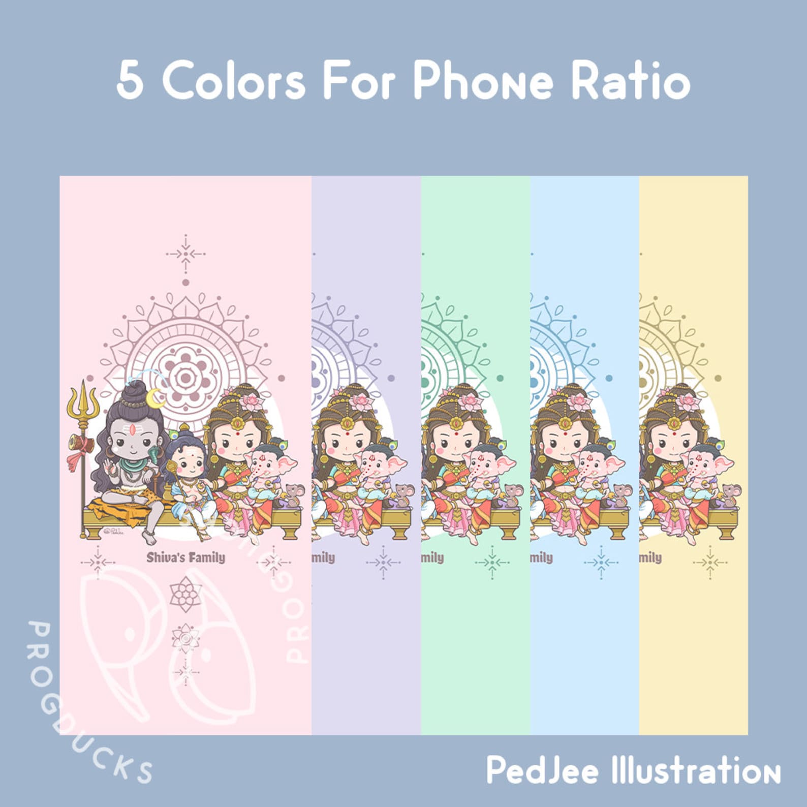 Cute Hindu Gods Wallpaper | Chibi Shiva's Family | Cute Digital ...
