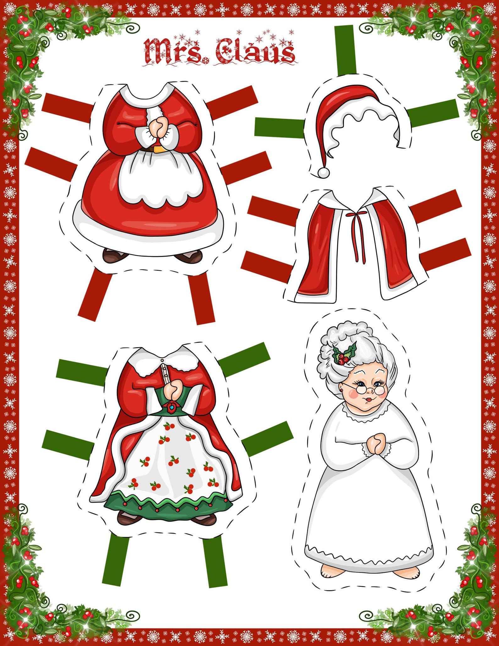 Christmas Paper Dolls With Santa, Mrs. Claus and BONUS Elf! Fun ...