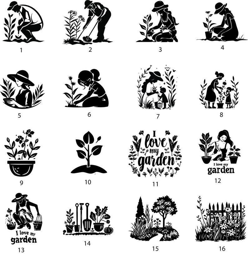 Gardening SVG Bundle! 16 Gardening Digital Download Images, Plant Lover ...