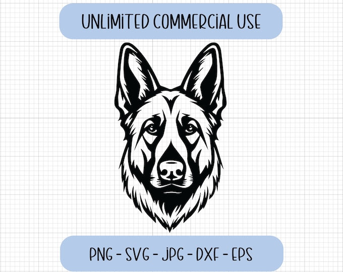 Bundle 6 German Shepherd Head SVG PNG File , Dog Head Png ,german ...