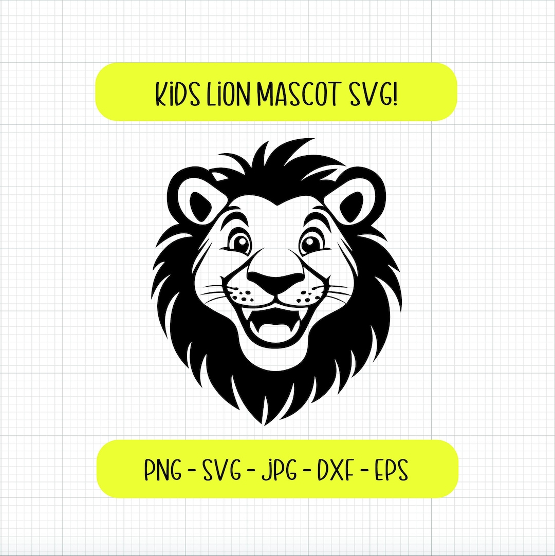Lion Mascot SVG for Kids Elementary School! Cute Lion Svg, Lion Png ...
